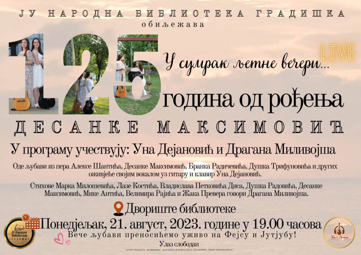 JU Narodna biblioteka Gradiška obilježava 125 godina od rođenja ...